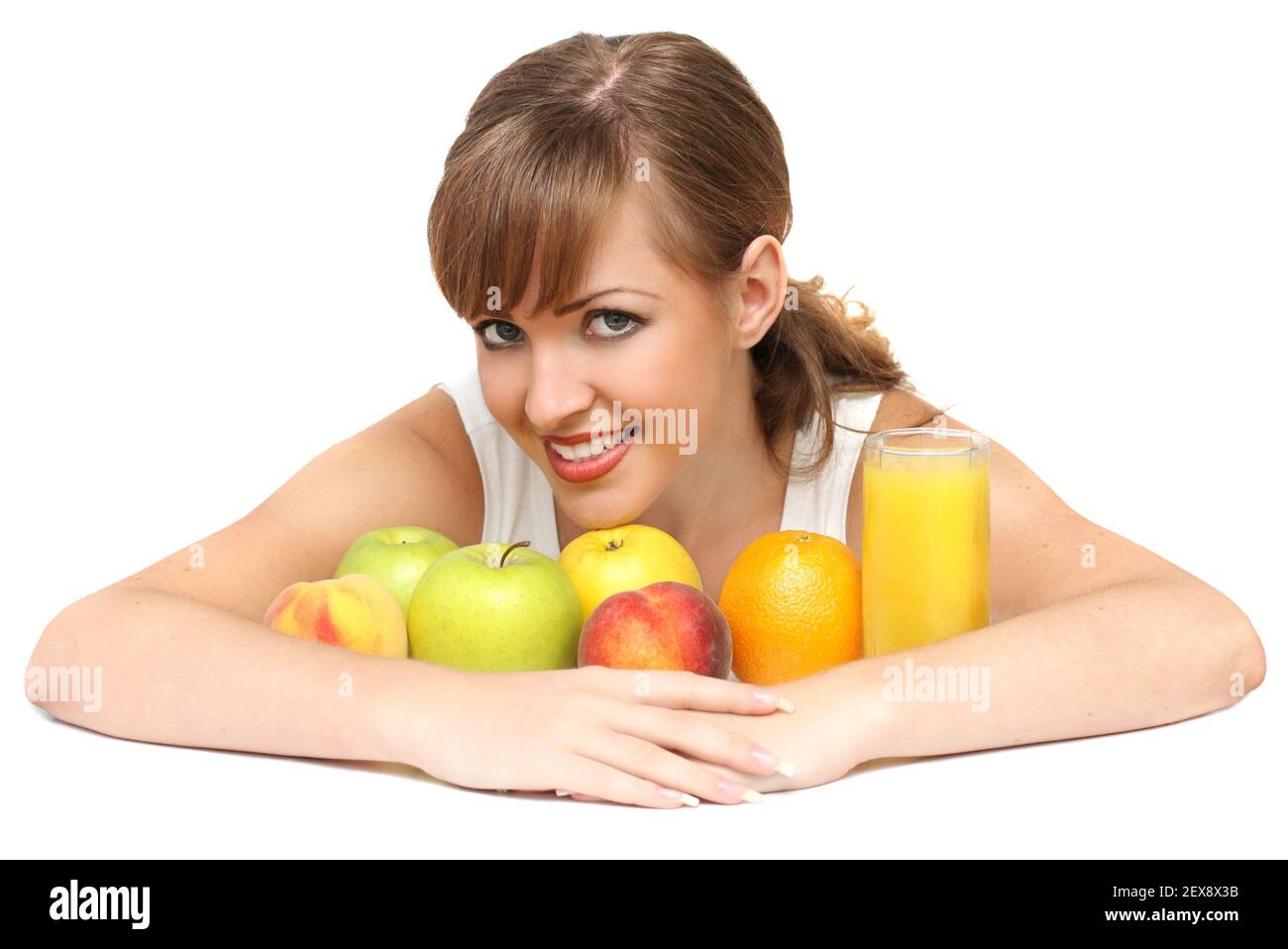 Beautiful woman with fruits Stock Photo - Alamy