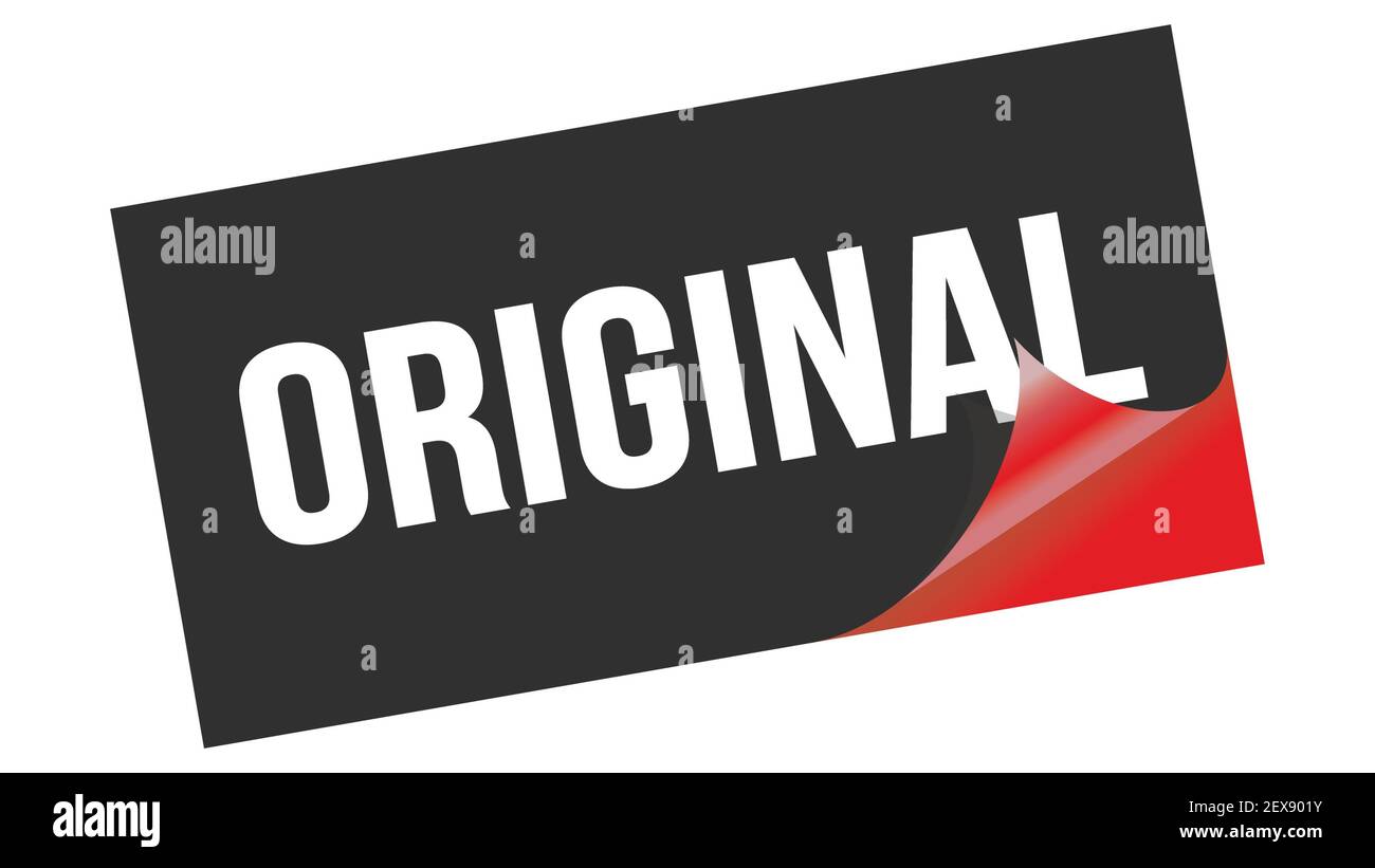 ORIGINAL text written on black red sticker stamp Stock Photo - Alamy