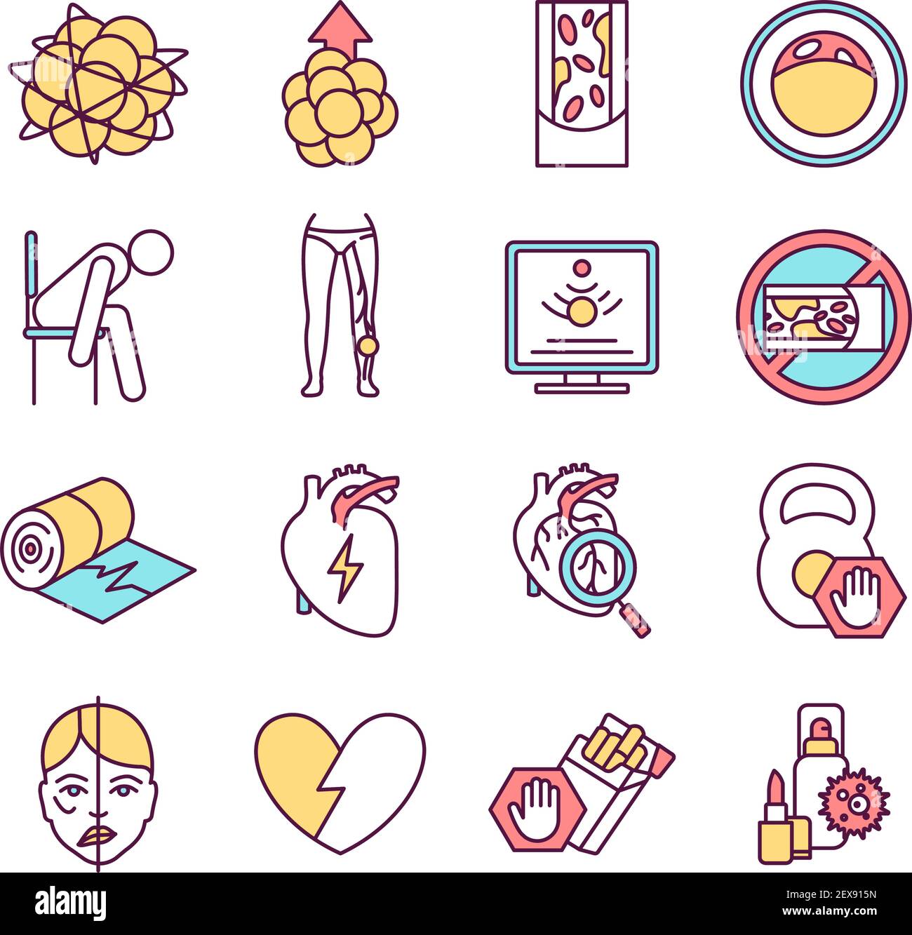 Cardiovascular diseases RGB color icons set Stock Vector Image & Art ...