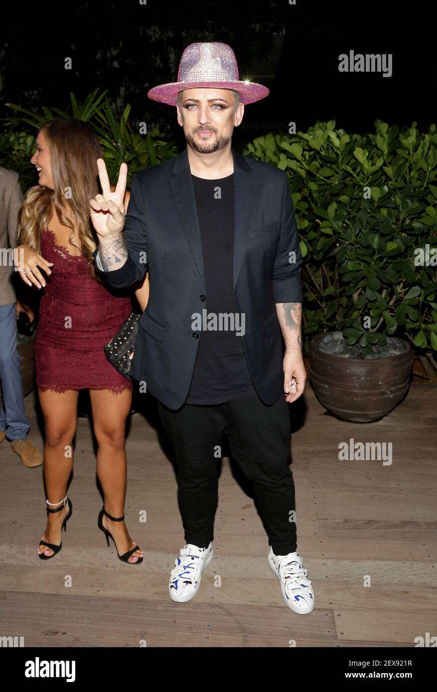 MIAMI BEACH, FL- AUG 15: Boy George is seen at Wall Miami Beach during ...