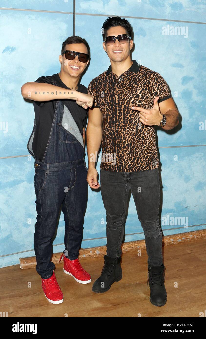 MIAMI, FL-Aug 17: Sixto Rein and Chino from (Chino and Nacho) are seen ...