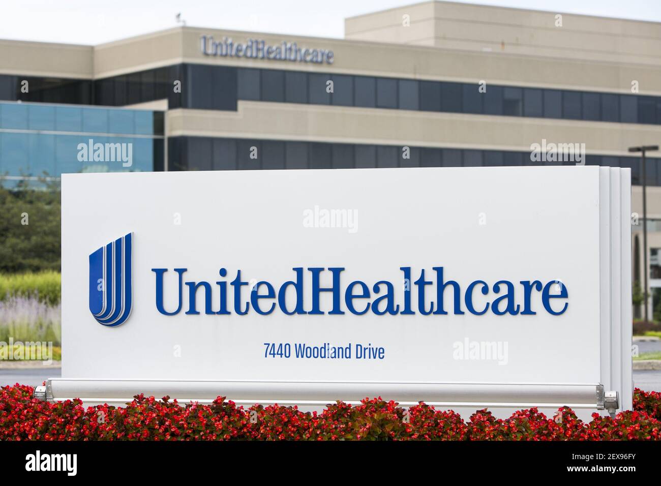 A logo sign outside of a facility occupied by UnitedHealthcare, in ...