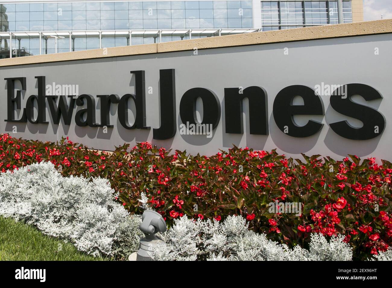 A logo sign outside of the headquarters of Edward Jones Investments, in ...