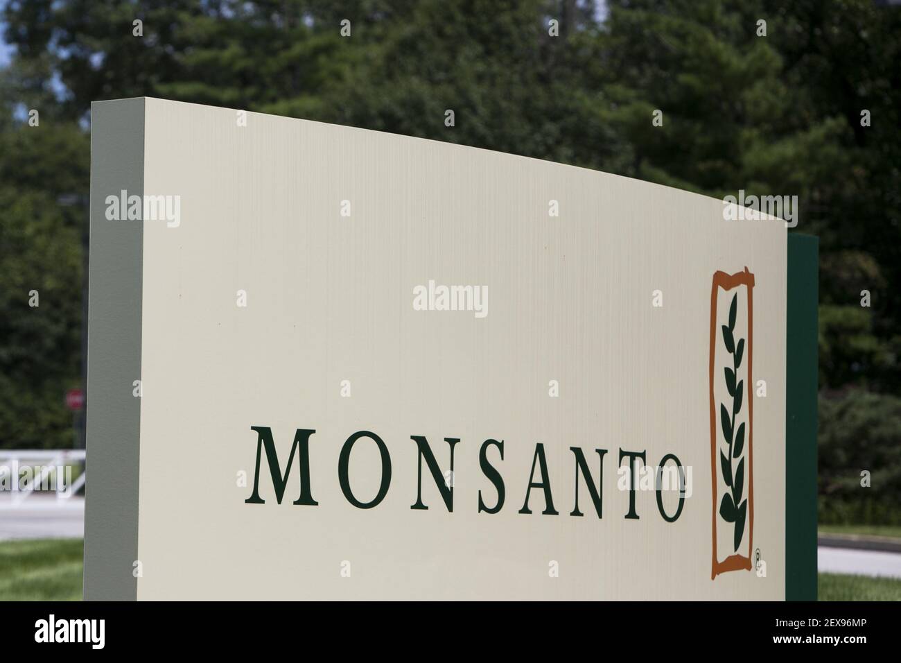 A logo sign outside of the headquarters of the Monsanto Company, in St ...