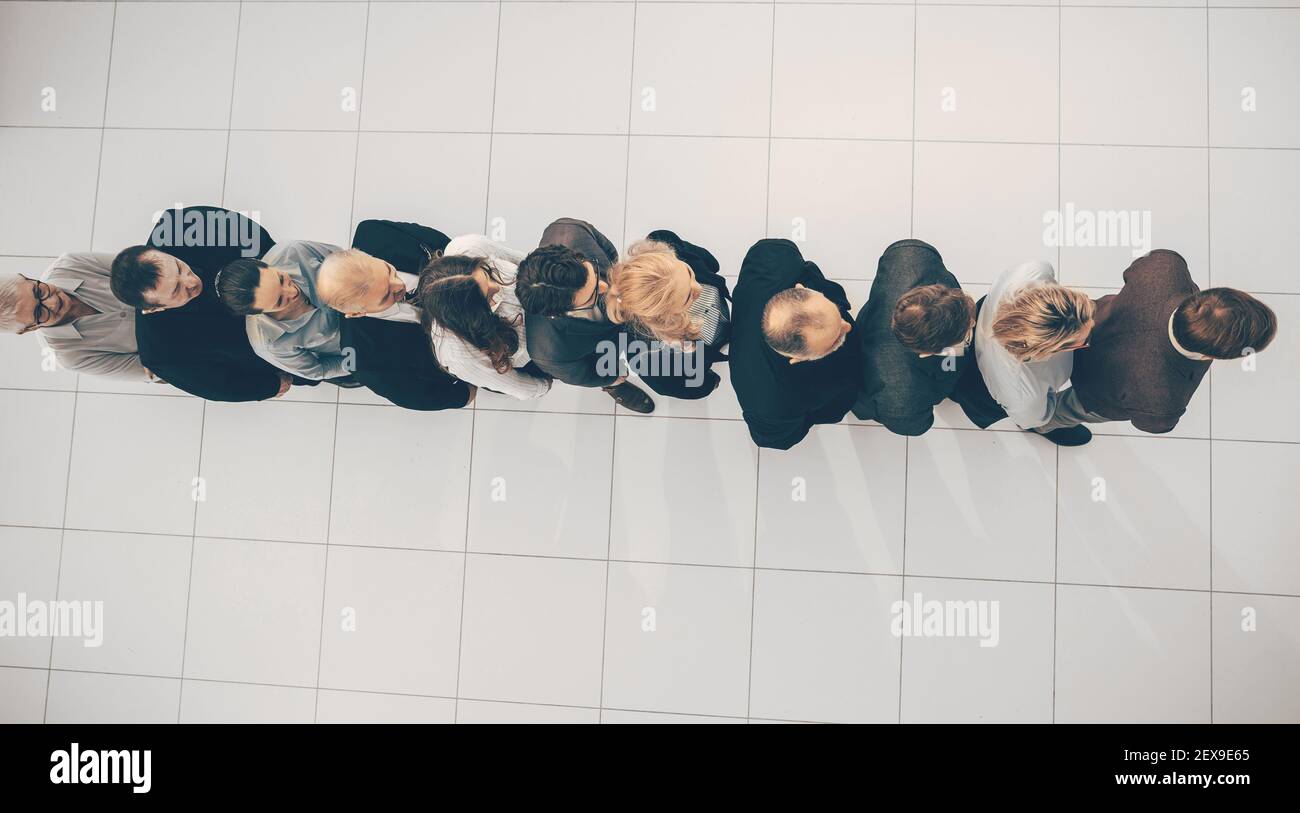 top view. group of diverse business people standing together Stock ...