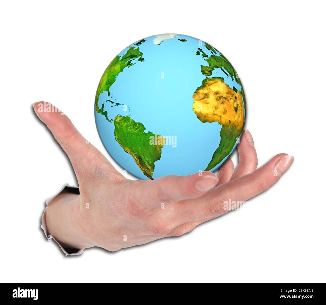 Planet Earth in one hand Stock Photo - Alamy