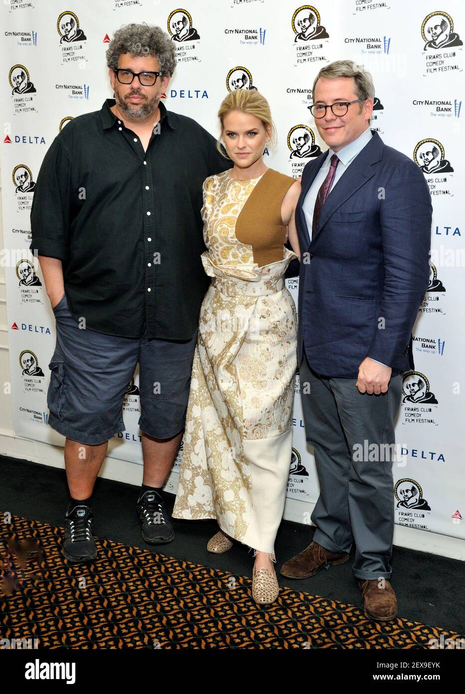 (L-R) Director Neil LaBute and actors Matthew Broderick and Alice Eve ...