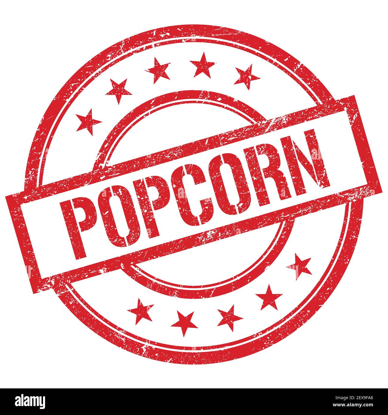 POPCORN text written on red round vintage rubber stamp Stock Photo - Alamy