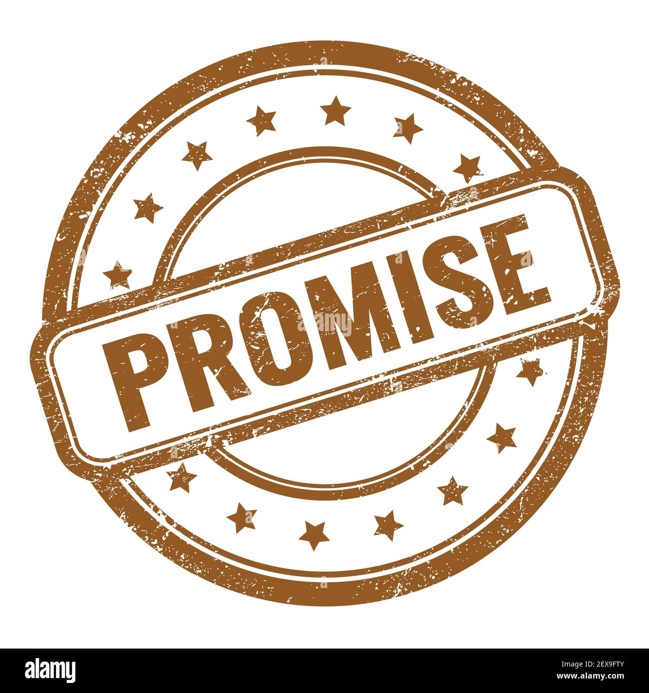 PROMISE text on brown grungy vintage round rubber stamp Stock Photo - Alamy
