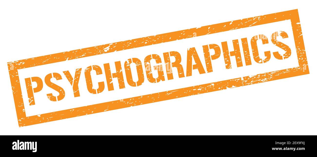 PSYCHOGRAPHICS orange grungy rectangle stamp sign Stock Photo - Alamy