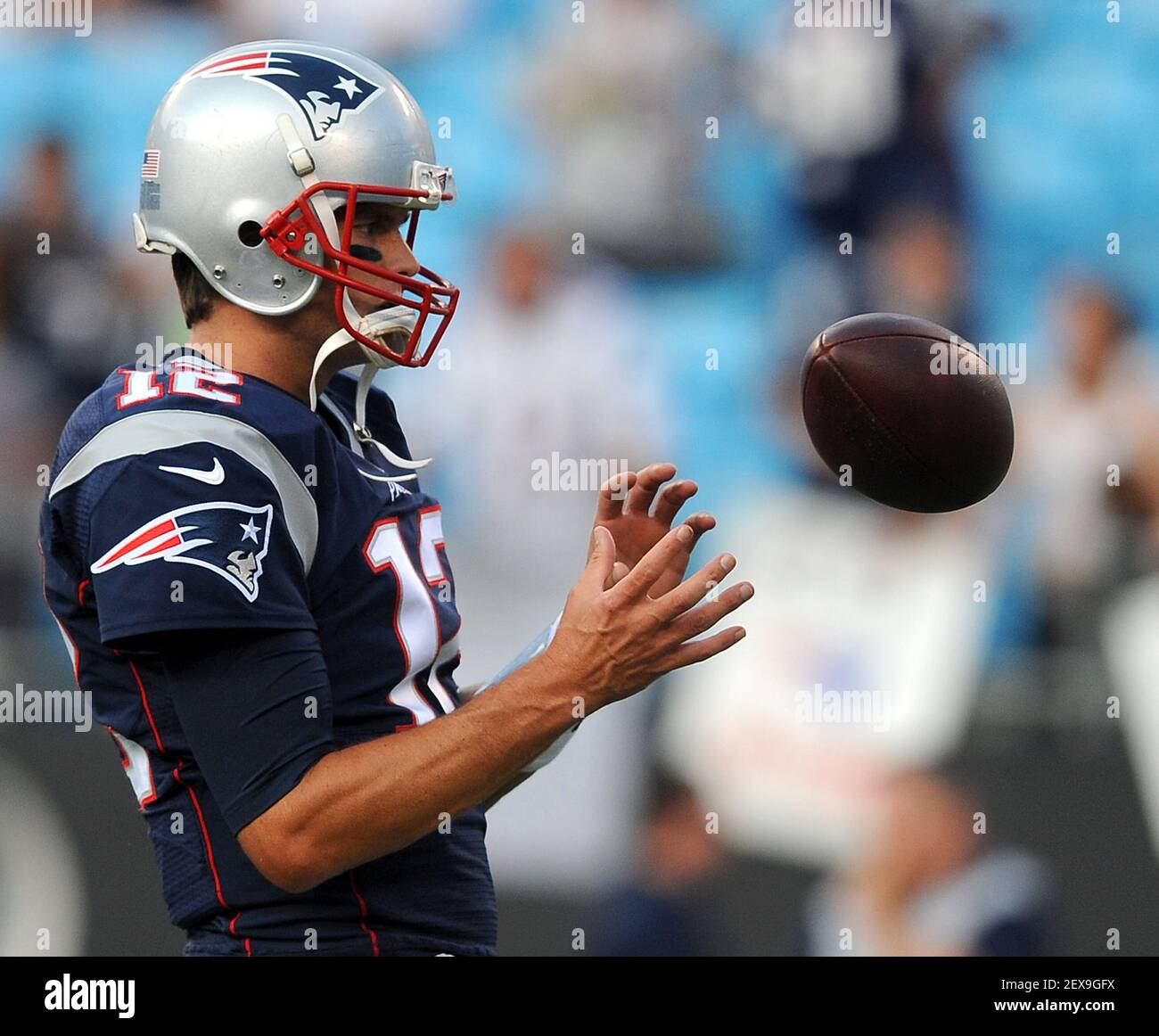 New England Patriots quarterback Tom Brady during a warmups prior to ...