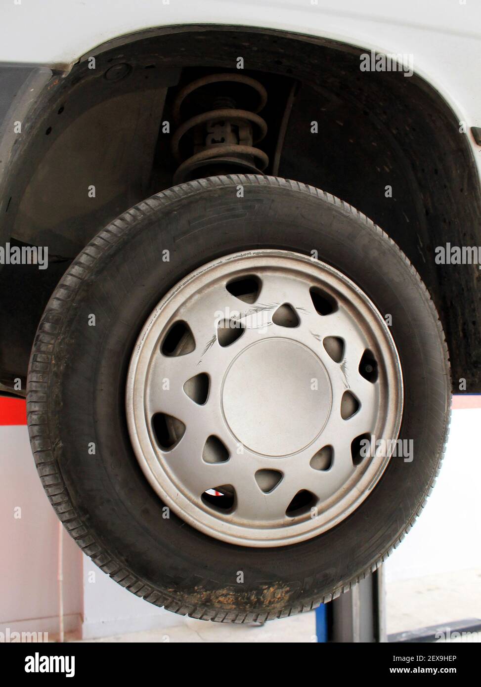 An old Renault spring car being repaired at a Turkish car service Stock ...