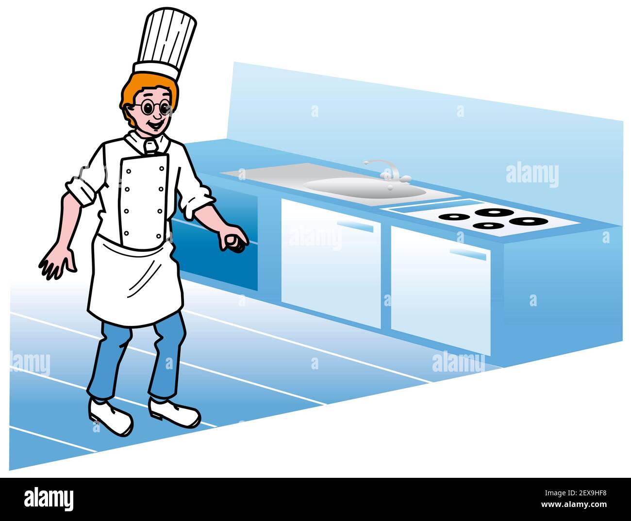 Cook at work illustration Cut Out Stock Images & Pictures - Alamy