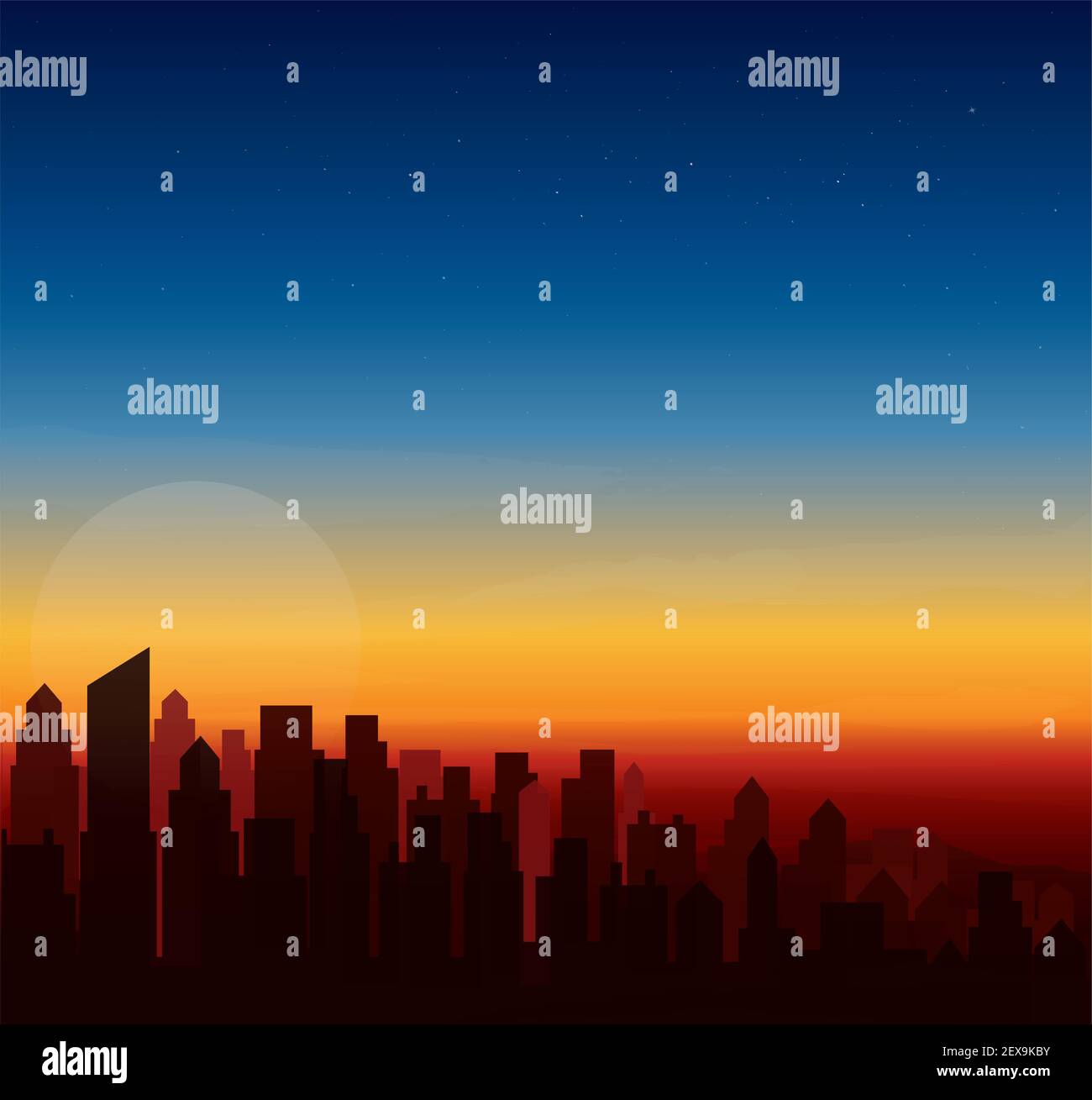 modern city skyline sunset landscape backgrounds Stock Photo - Alamy