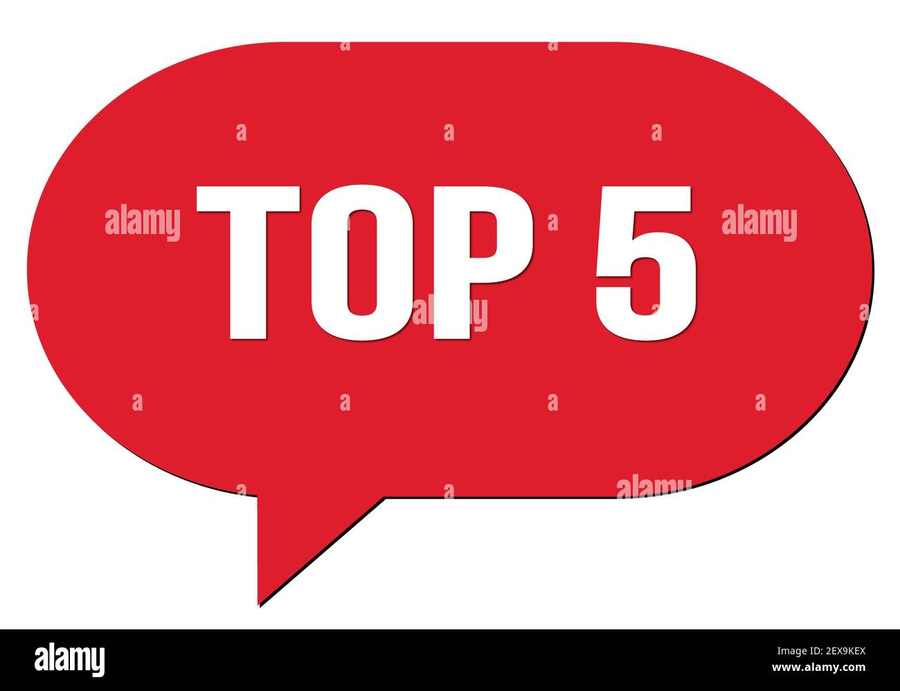 TOP 5 text written in a red speech bubble stamp Stock Photo - Alamy