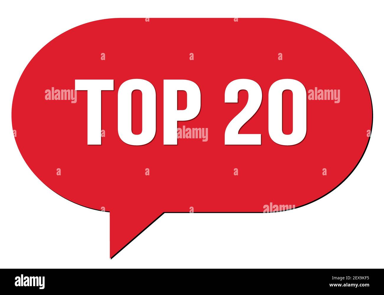 TOP 20 text written in a red speech bubble stamp Stock Photo - Alamy