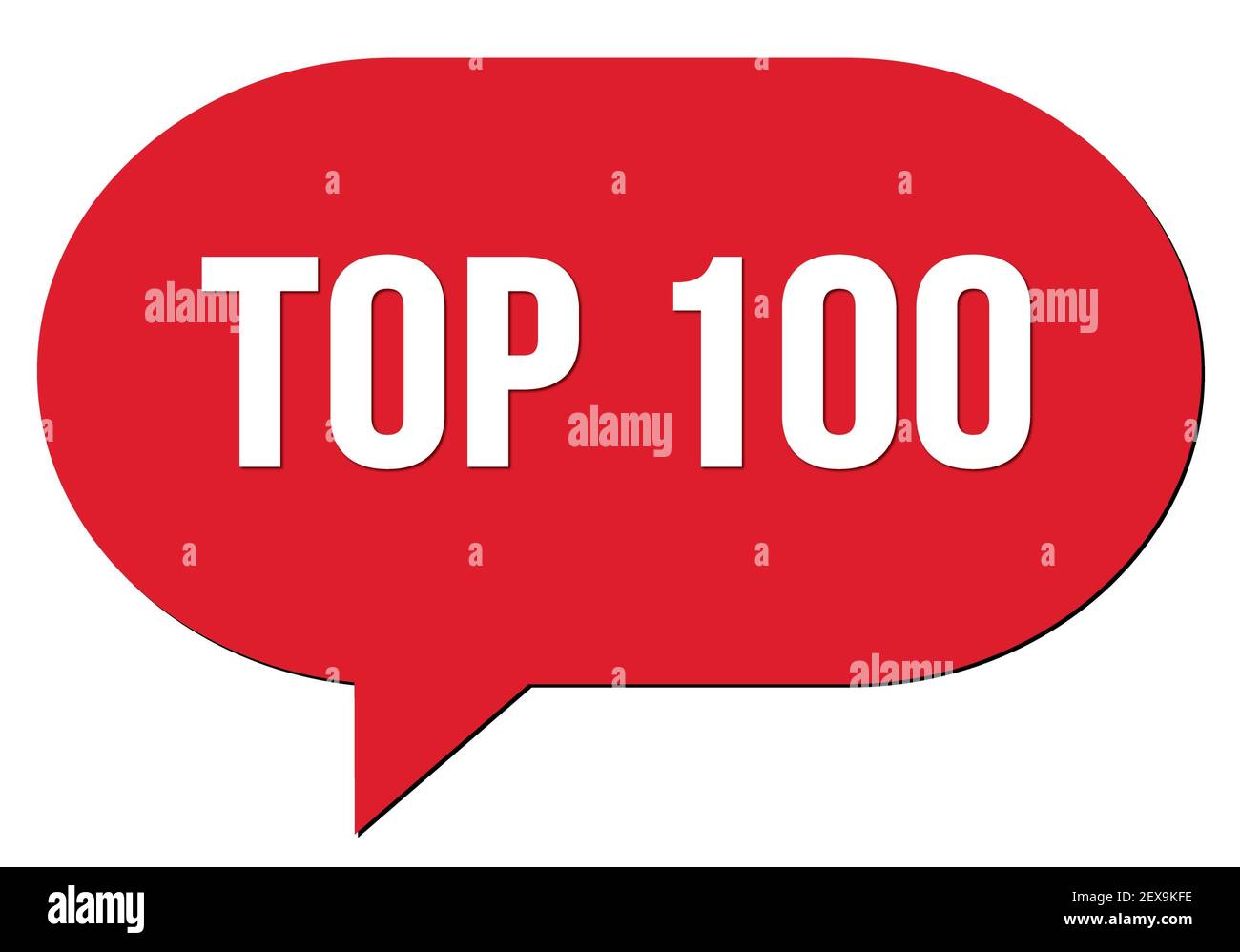 TOP 100 text written in a red speech bubble stamp Stock Photo - Alamy