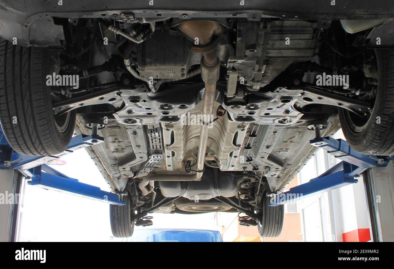 An old Renault spring car being repaired at a Turkish car service Stock ...