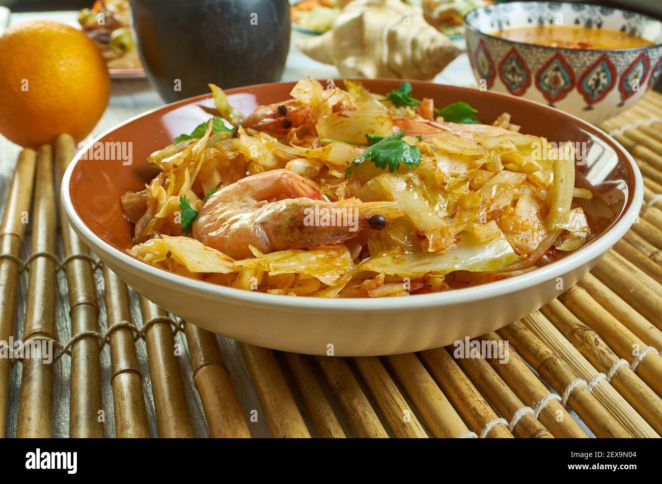 Liberian Cabbage Stew with shrimps, African cuisine Stock Photo - Alamy