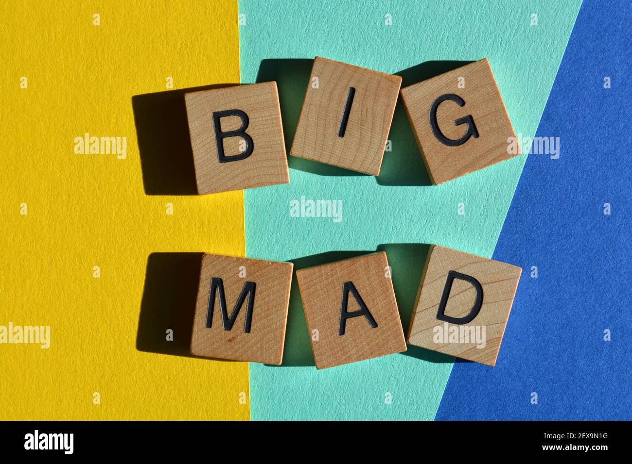 Big Mad, slang words for Very Cross in wooden alphabet letters Stock ...