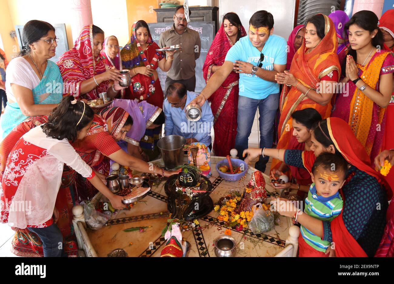 Beawar, Rajasthan, India, March 7, 2016: Indian Hindu devotees perform ...