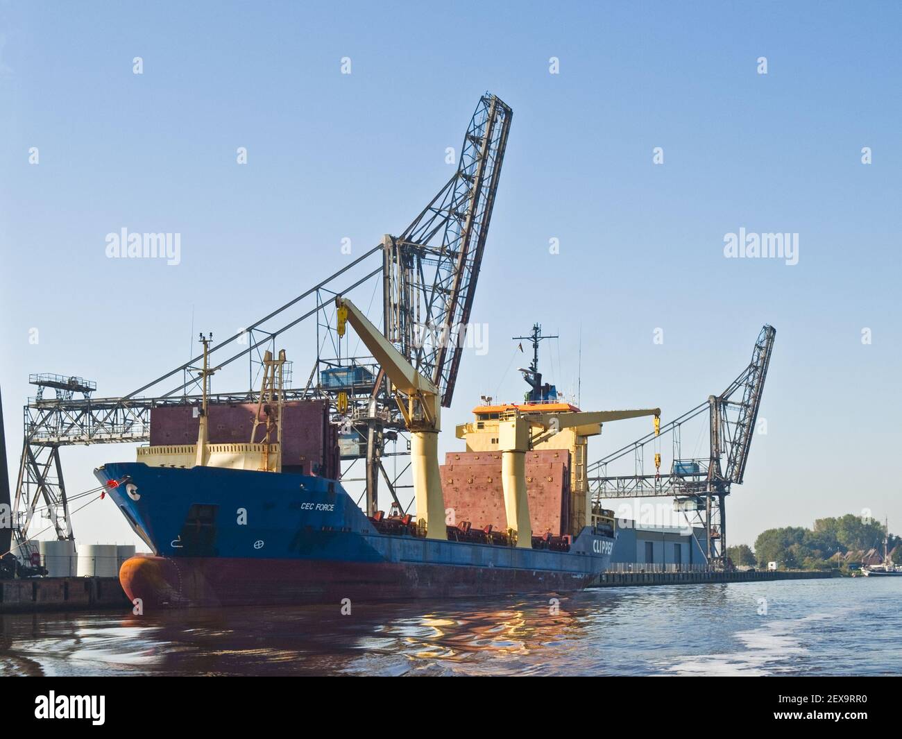 CEC FORCE Container Ship at Emden Inner Harbour, G Stock Photo - Alamy