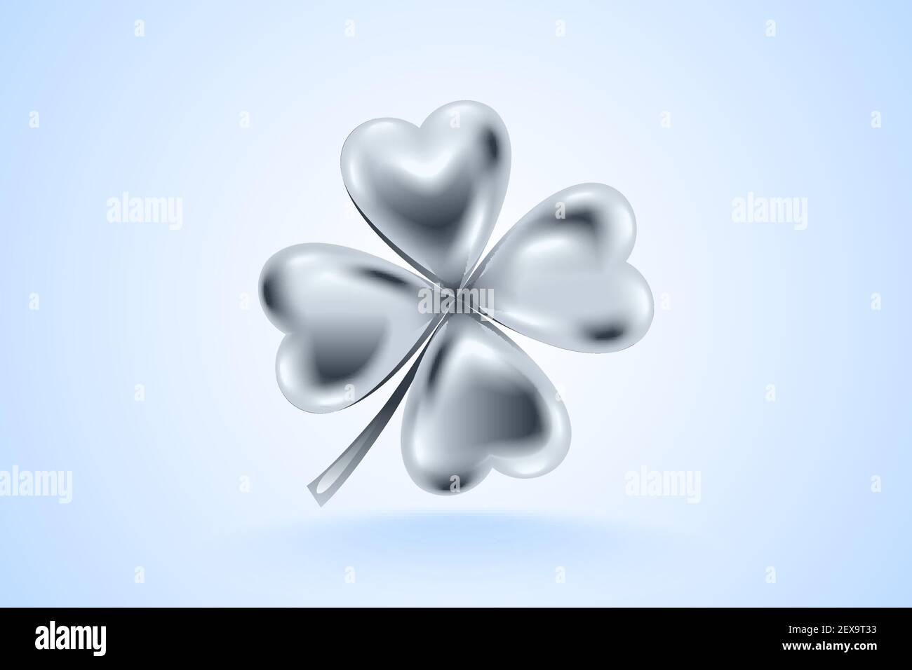 Glossy silver clover leaf, vector illustration for St. Patrick day ...