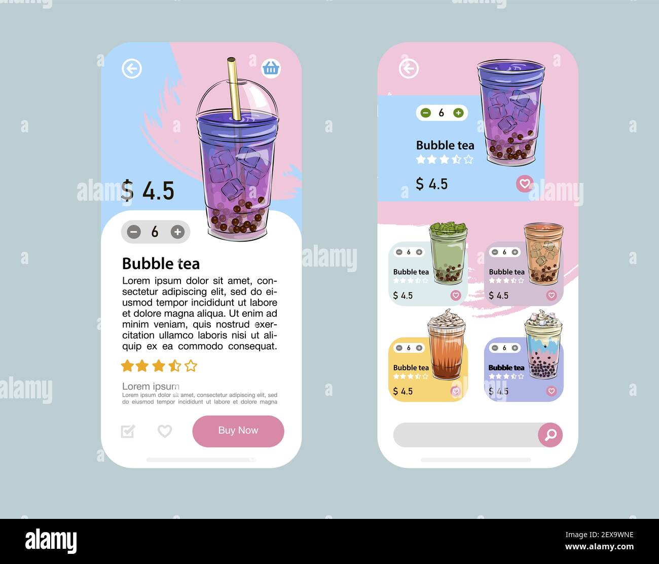 a phone app for ordering drinks with Thai tea with pearl tapioca ...