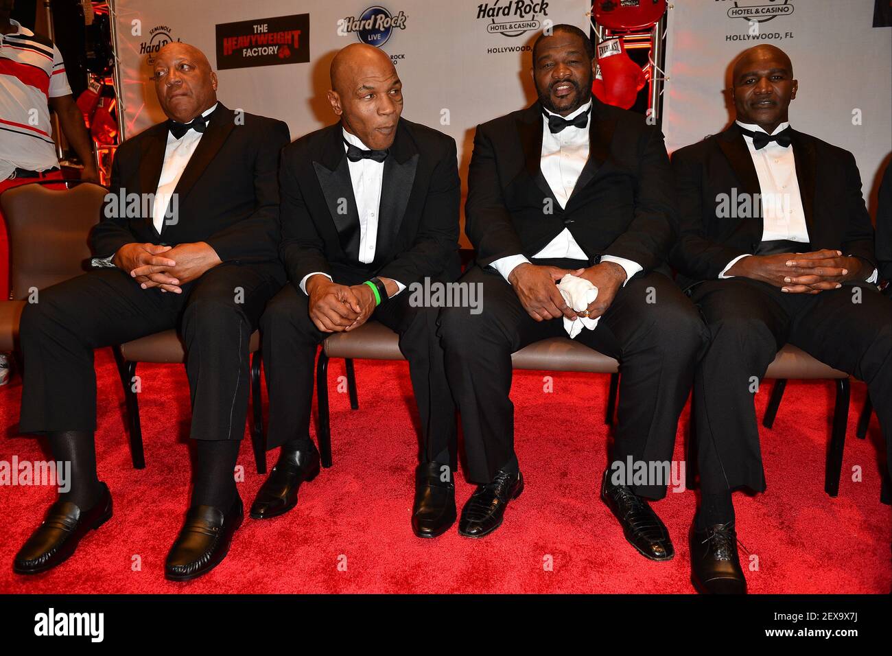 Larry Holmes, Mike Tyson, Riddick Bowe and Evander Holyfield attends ...