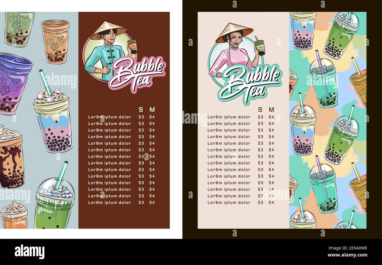 menu design and flyers Thai pearl bubble tea menu for your cafe with ...