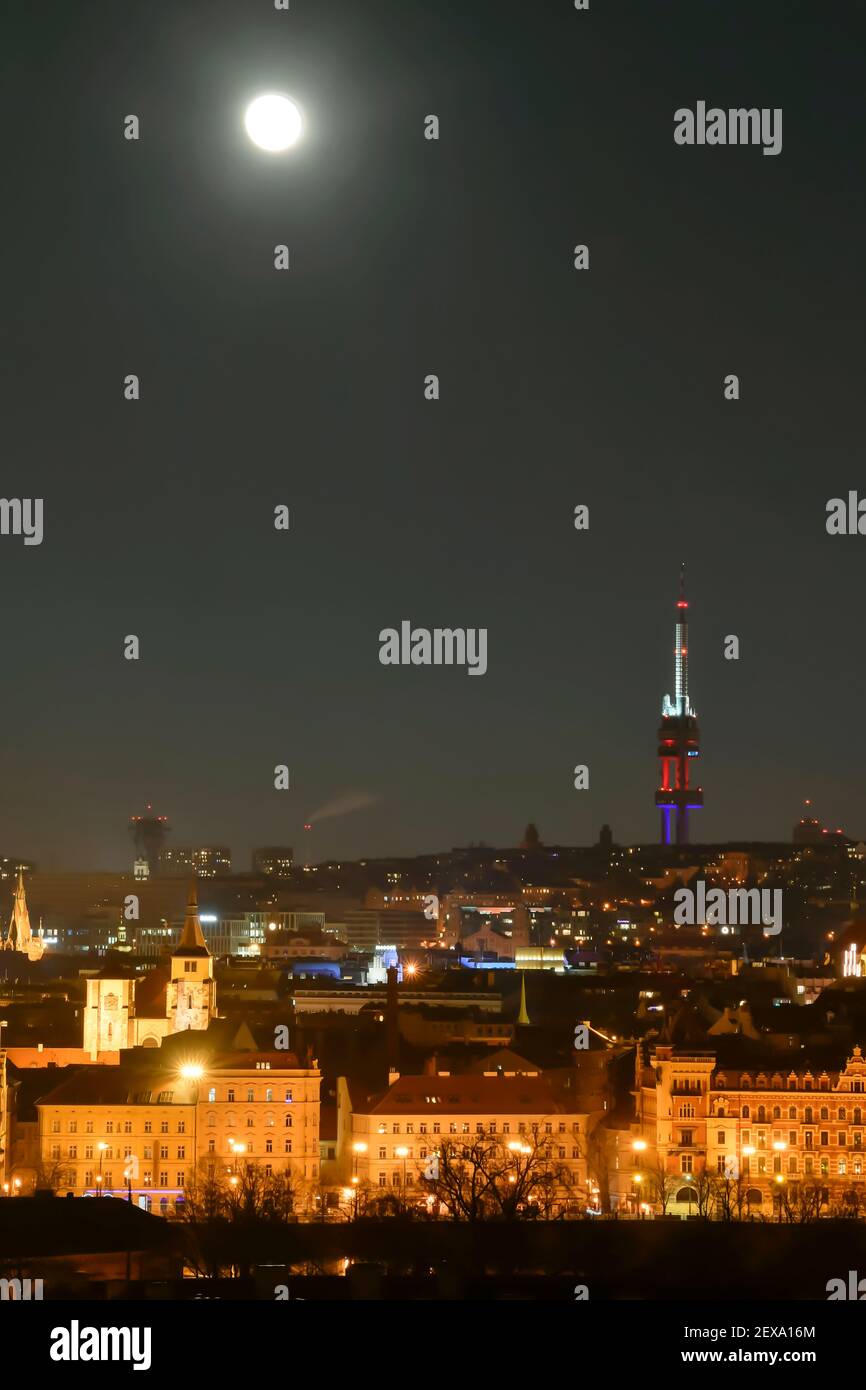 Prague in the full moon night hi-res stock photography and images - Alamy
