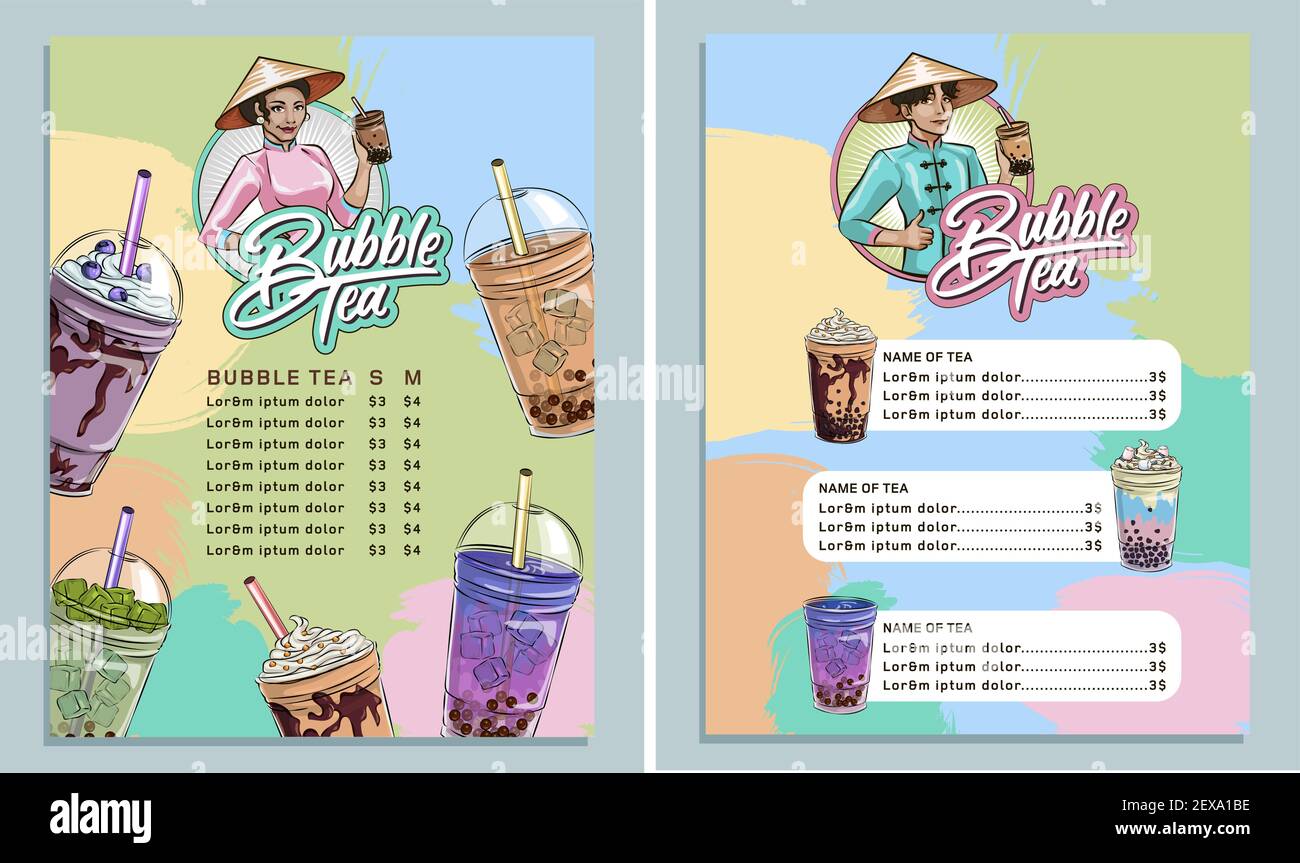 menu design and flyers Thai pearl bubble tea menu for your cafe with ...