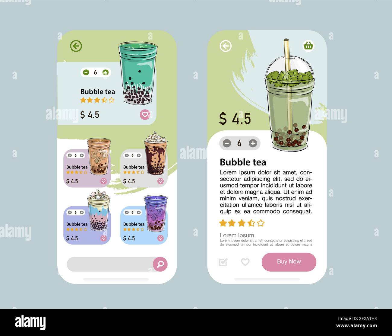 a phone app for ordering drinks with Thai tea with pearl tapioca ...