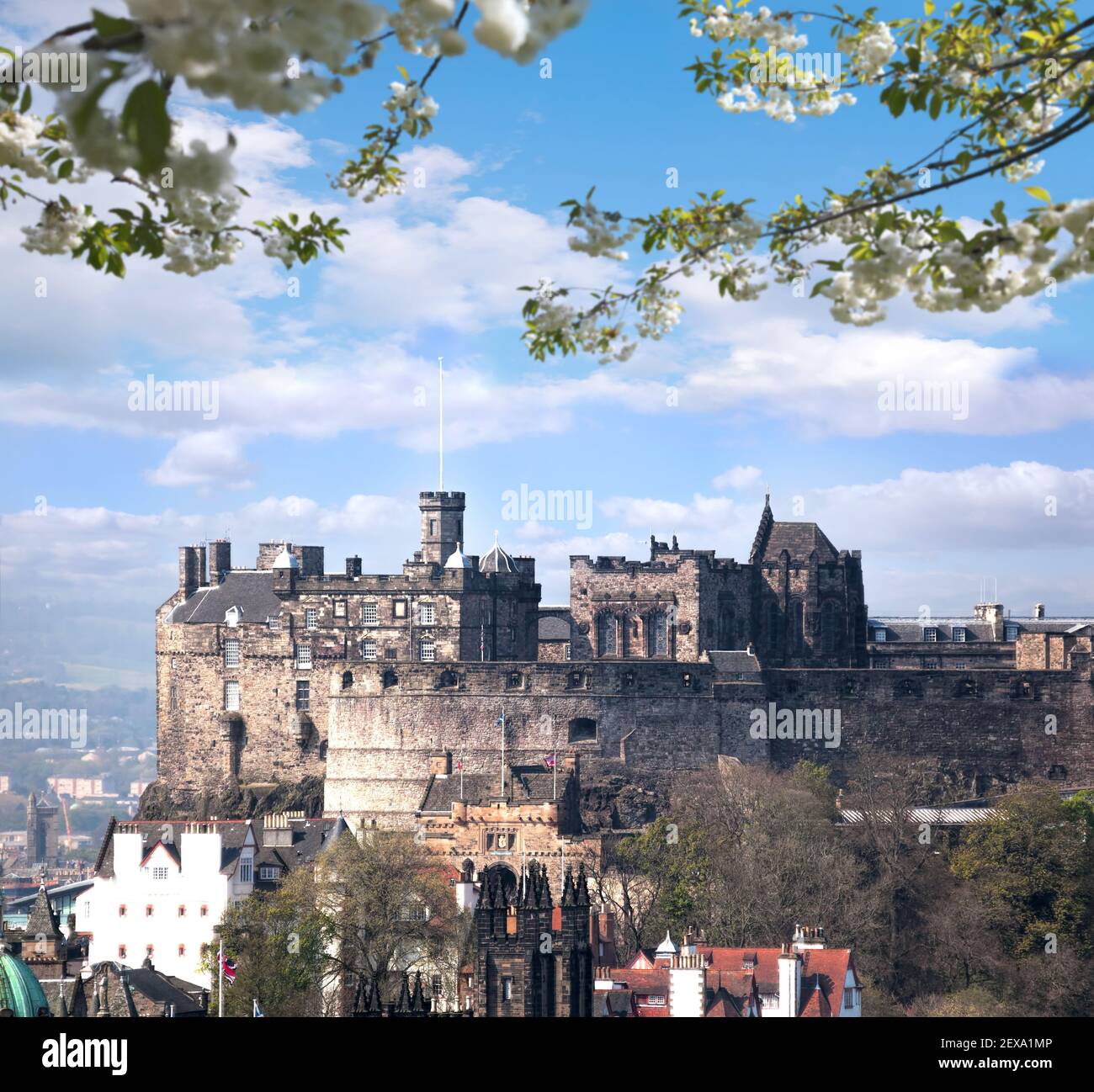 Famous Edinburgh Castle during spring time in Scotland Stock Photo - Alamy