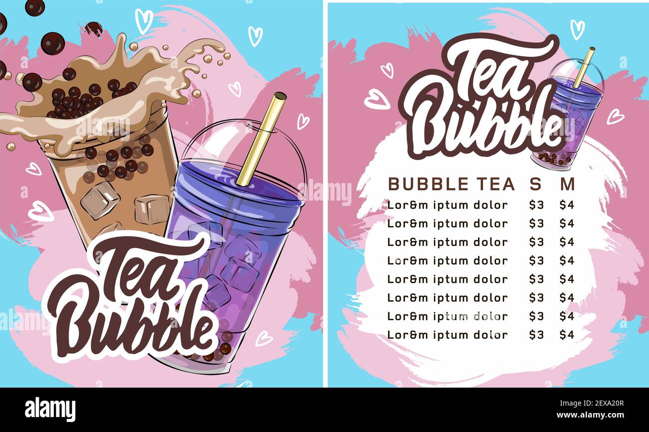 menu design and flyers Thai pearl bubble tea menu for your cafe with ...