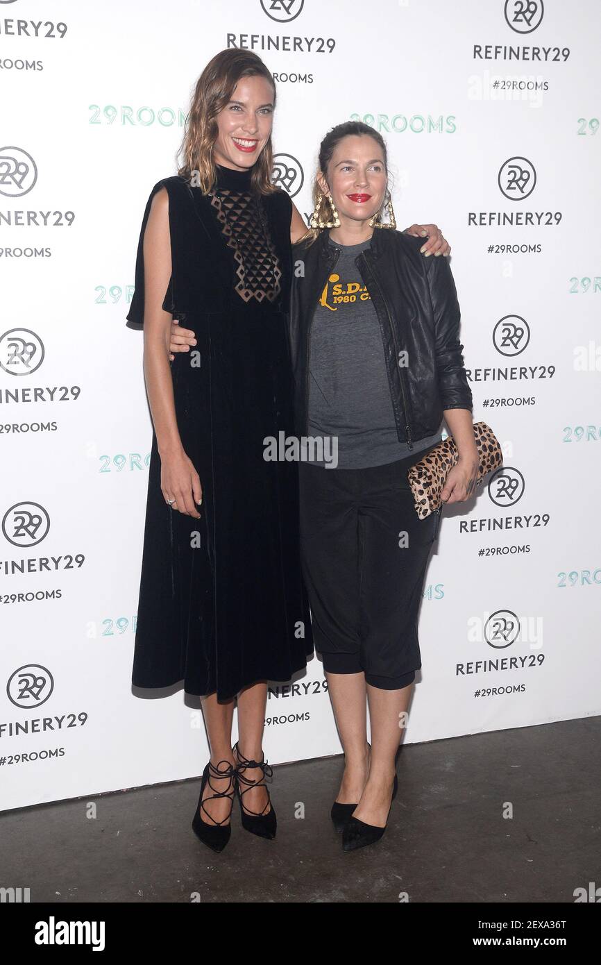 (L-R) Alexa Chung and Drew Barrymore attend the Refinery29 presentation ...