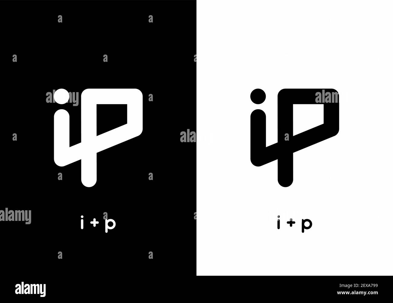 Black and white ip initial letter design Stock Vector Image & Art - Alamy