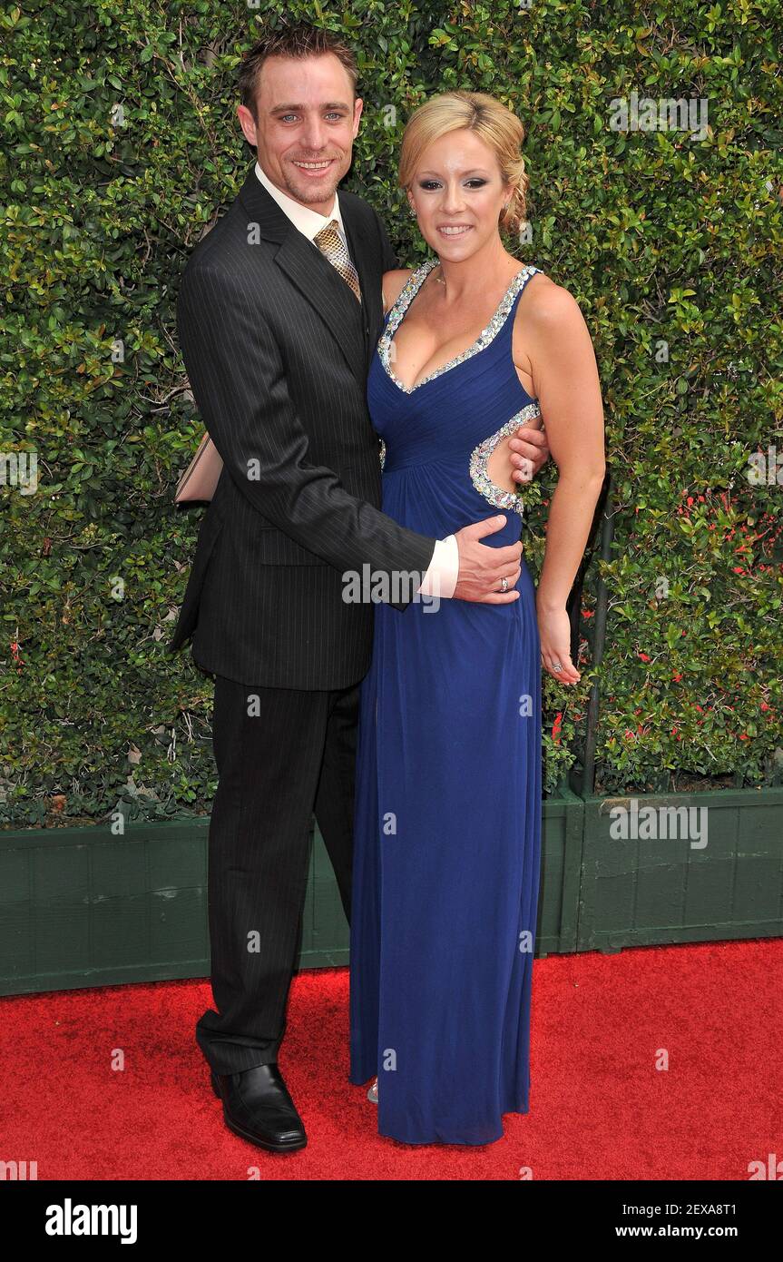 (L-R) Jake Anderson and Jenna Anderson arrives at the 2015 Creative Arts Emmy Awards held at the ...