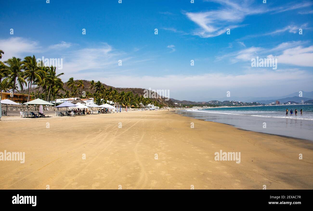 The empty beach of Playa Santiago, Manzanillo, Colima, Mexico Stock ...