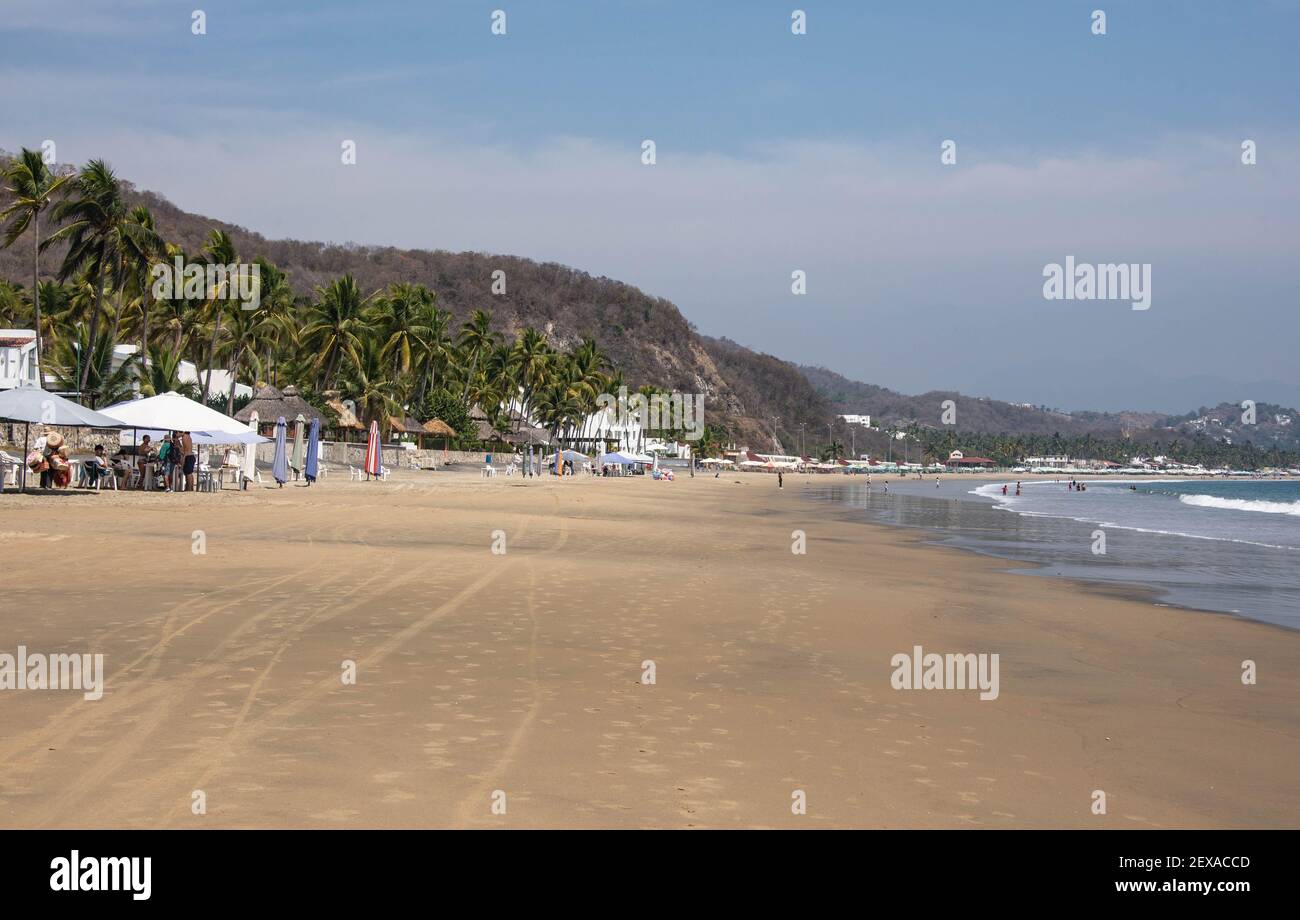 The empty beach of Playa Santiago, Manzanillo, Colima, Mexico Stock ...