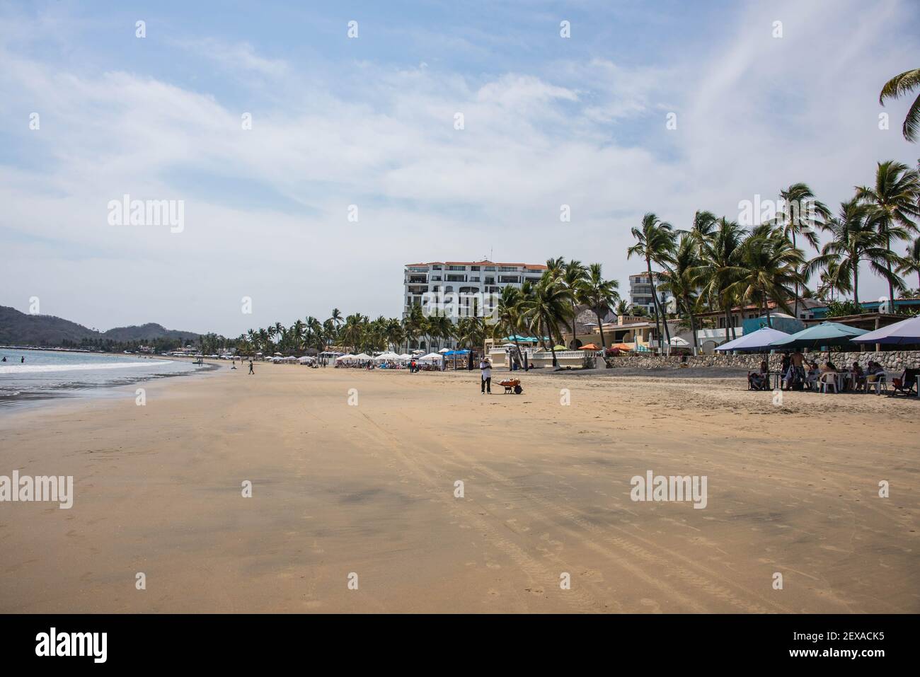 The empty beach of Playa Santiago, Manzanillo, Colima, Mexico Stock ...