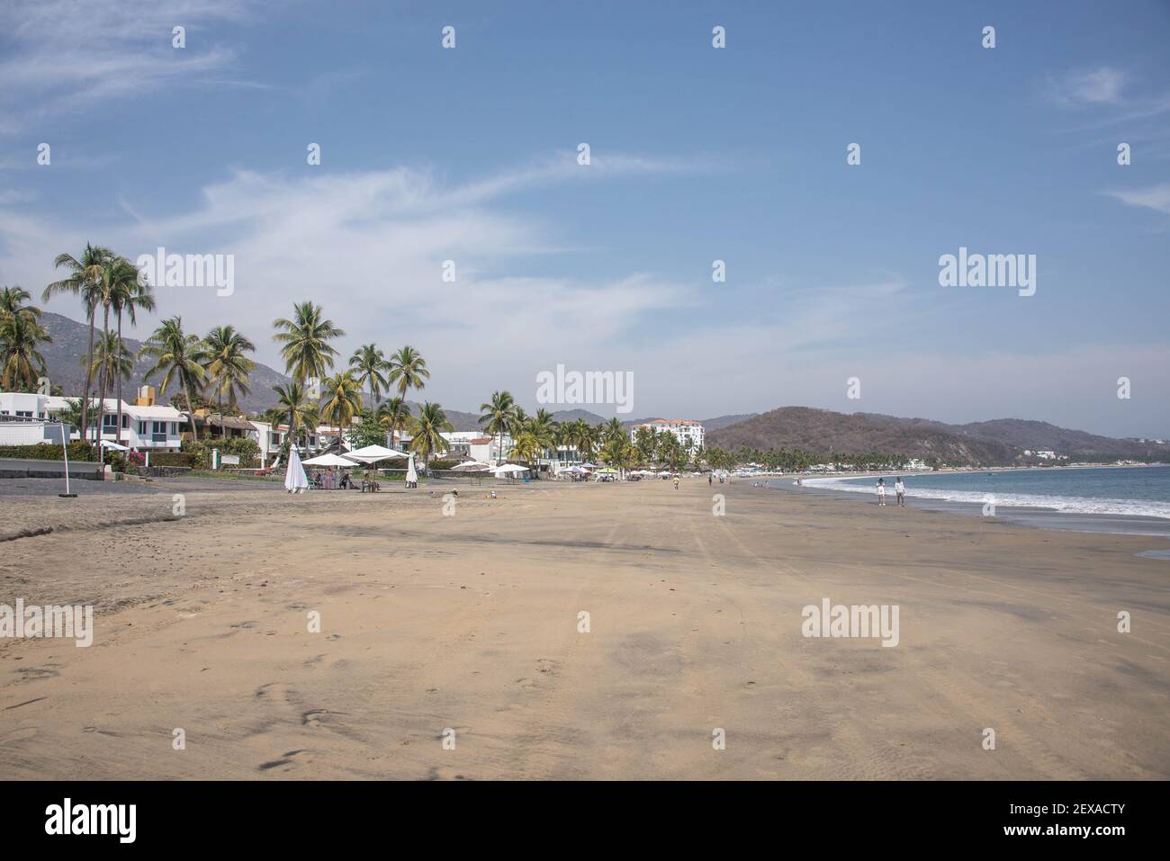 The empty beach of Playa Santiago, Manzanillo, Colima, Mexico Stock ...
