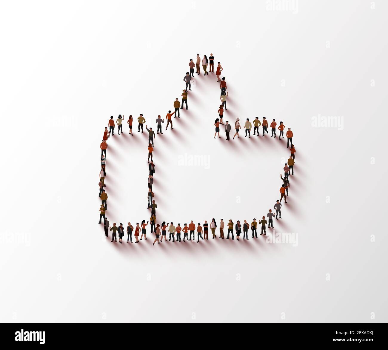 Large group of people in the shape of like sign. Social network concept ...