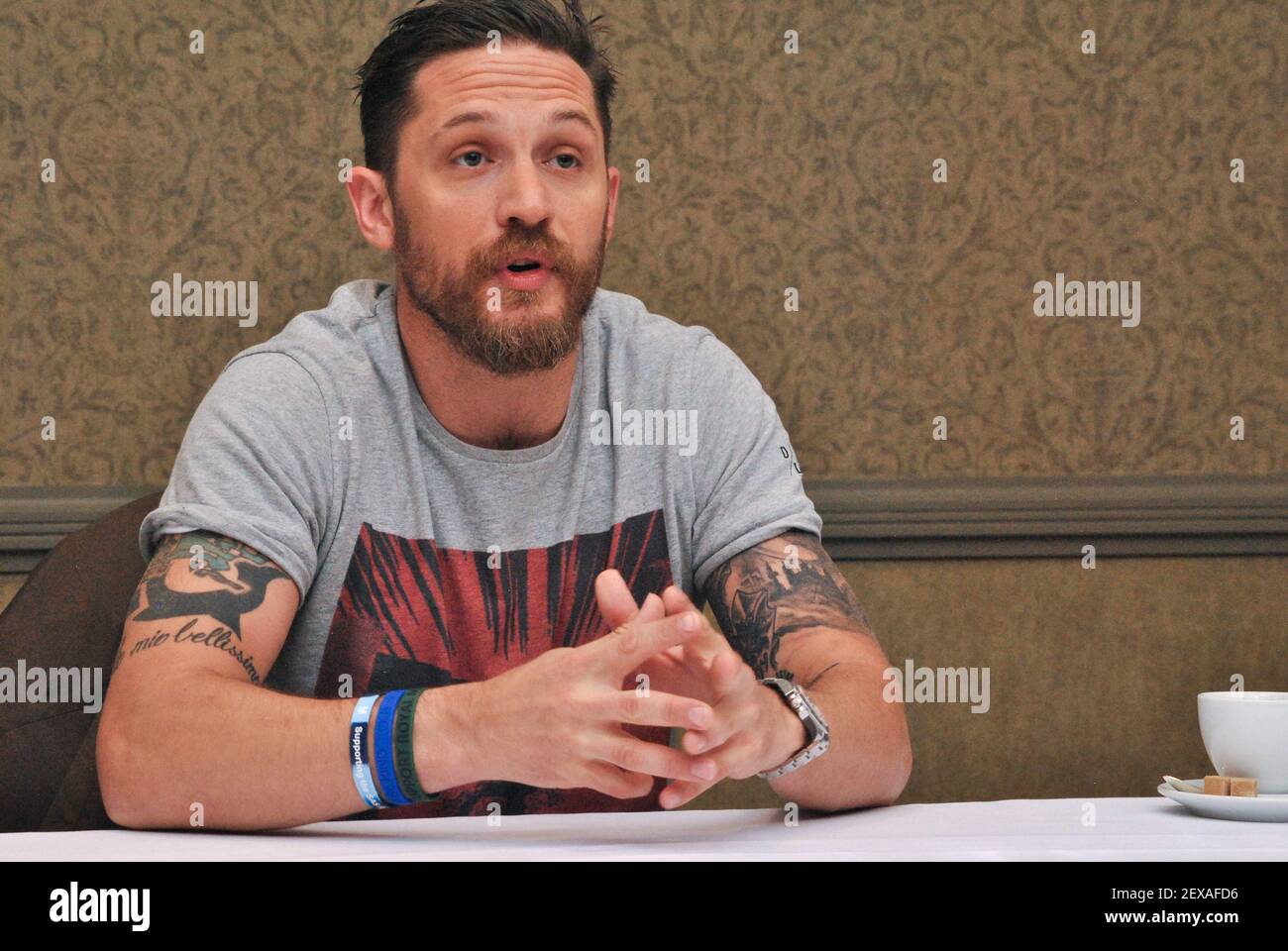 Tom Hardy at the Hollywood Foreign Press Association press conference ...
