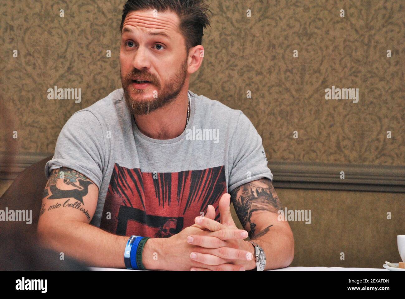 Tom Hardy at the Hollywood Foreign Press Association press conference ...
