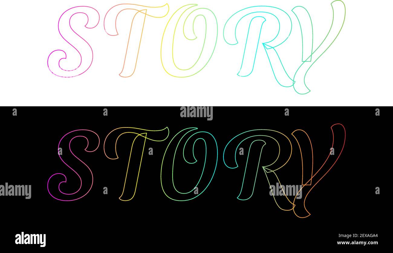 story neon light modern word vector alphabet. neon tube letters and ...