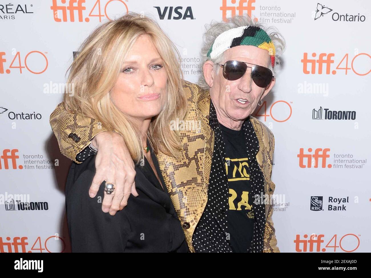 (L-R) Patti Hansen and Keith Richards attend the "Keith Richards: Under ...
