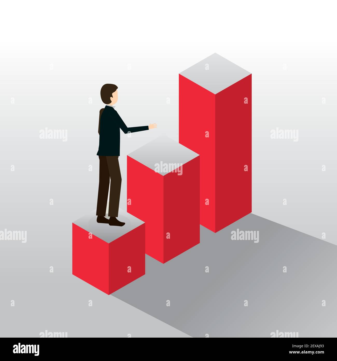 Man climbing bar chart hi-res stock photography and images - Alamy