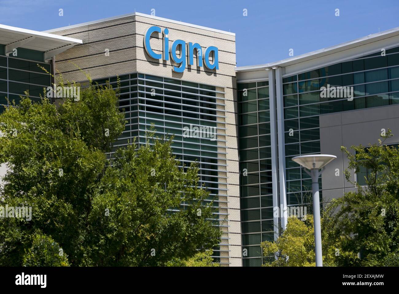A logo sign outside of a facility occupied by the health insurance ...
