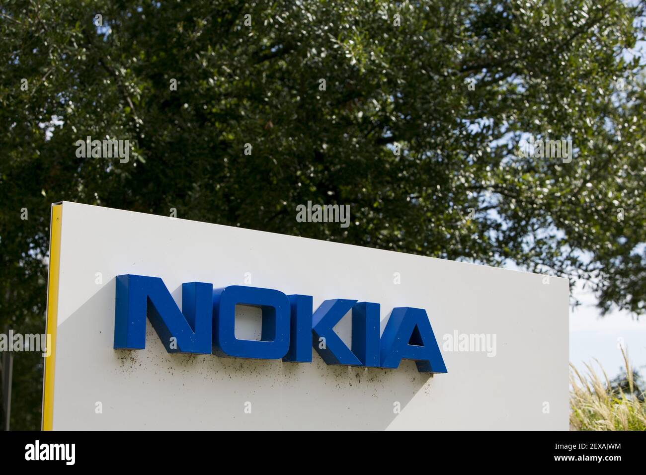A logo sign outside of a facility occupied by the Nokia Corporation in ...
